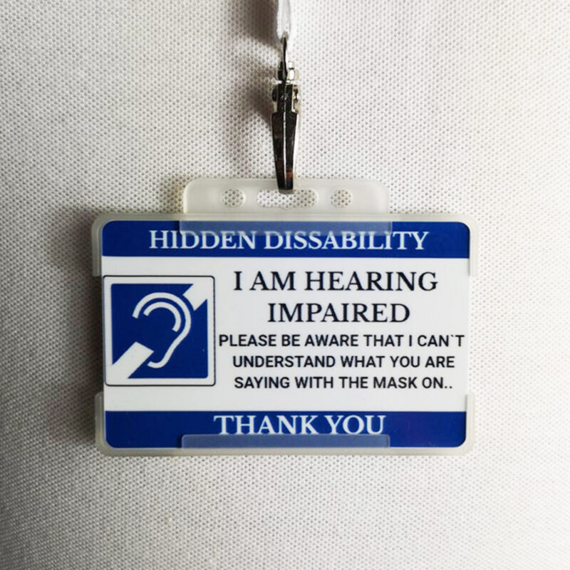 Hearing Impaired Badge With Lanyard -Sign Language Alphabet on Reverse ...