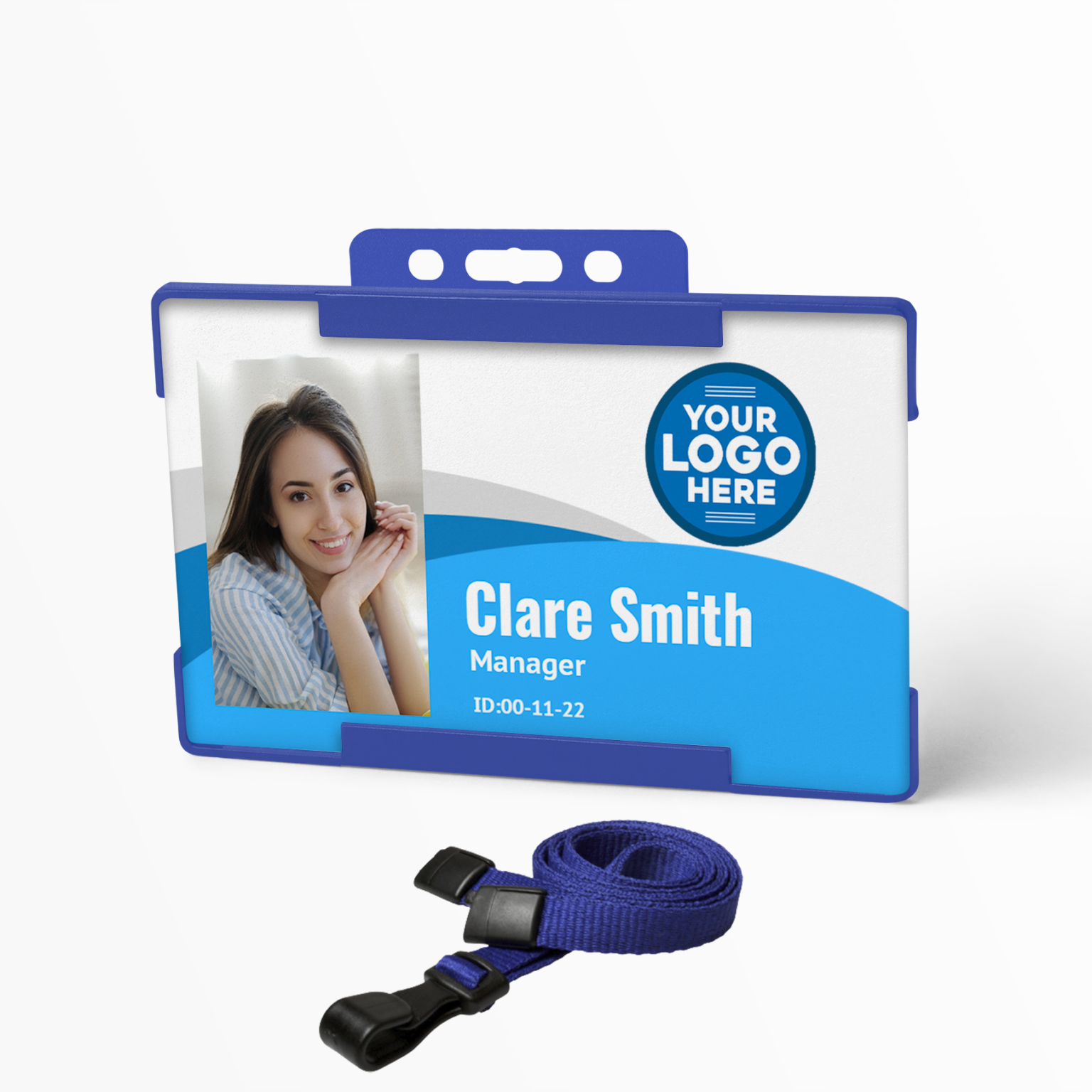 Modern Portrait ID Card | Minimalist Business Employee QR Badge - NS DESIGN