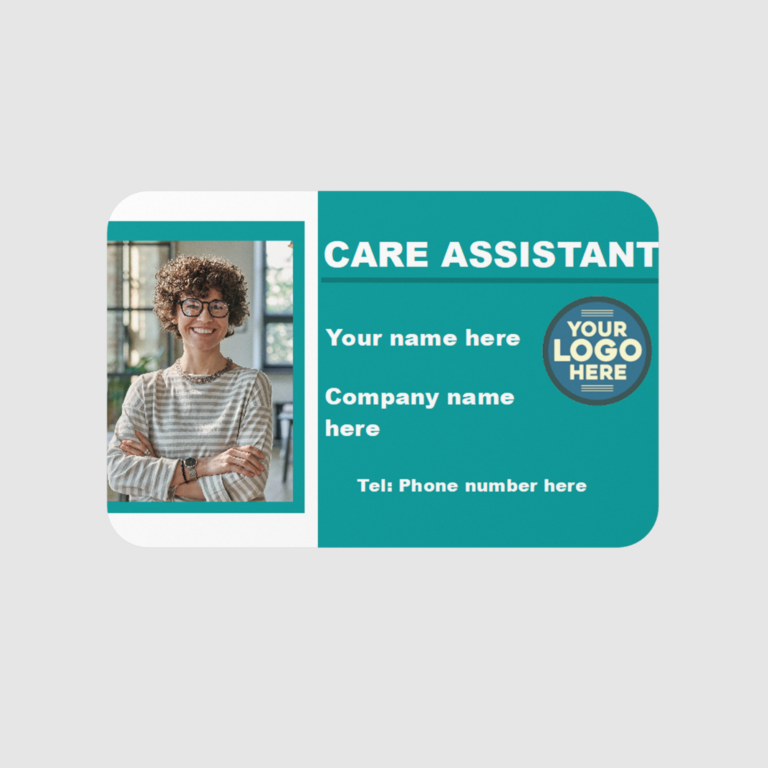 Care Assistant ID Card – Personalised Photo ID Card for Care workers C1 ...