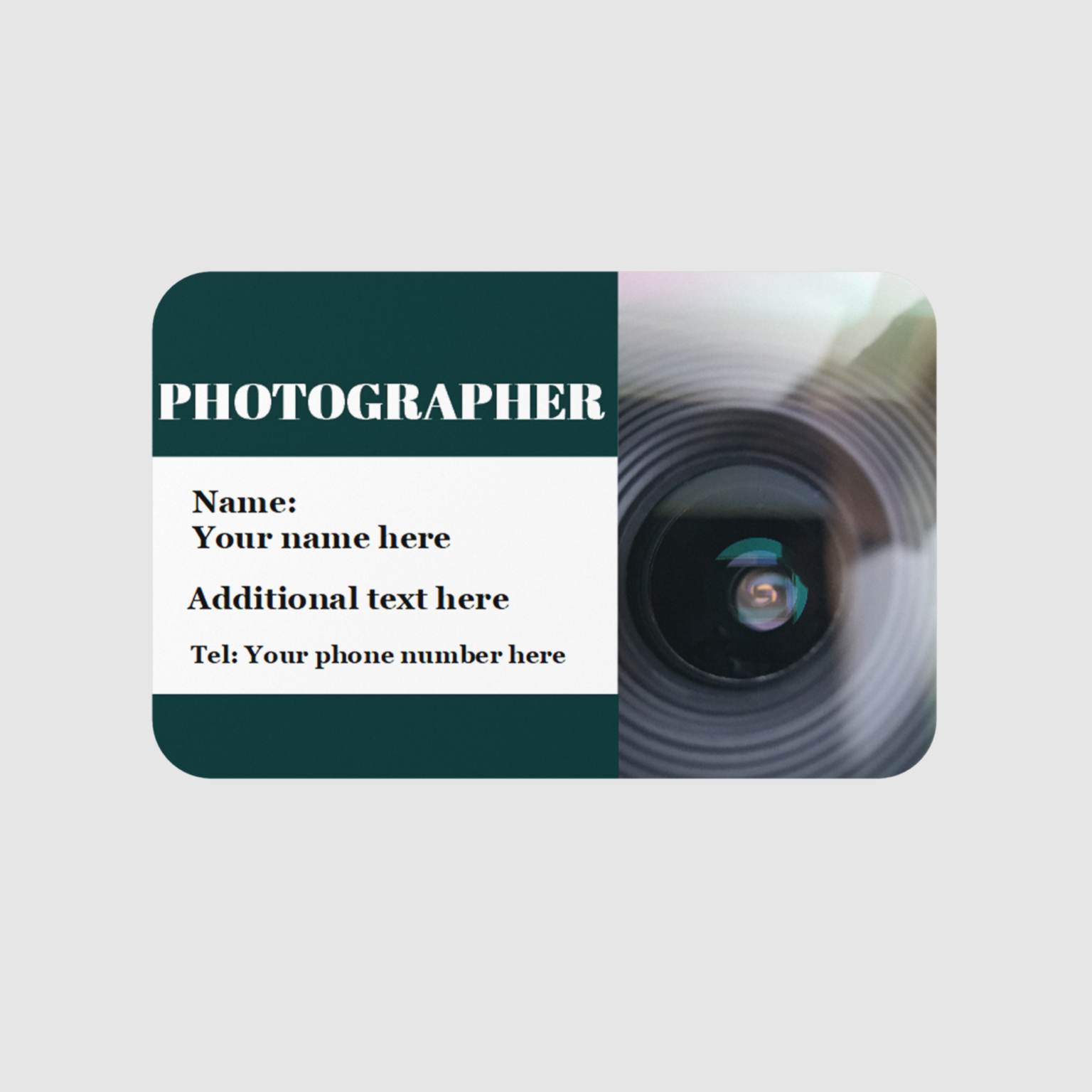 Photographer ID Card PA1 Personalized Identification Card - NS DESIGN