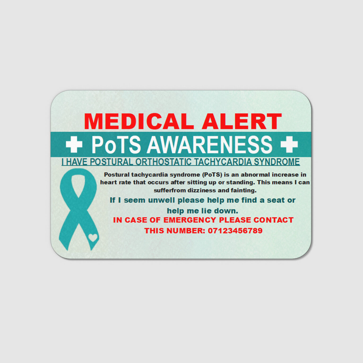 PoTS Medical Awareness Card - NS DESIGN