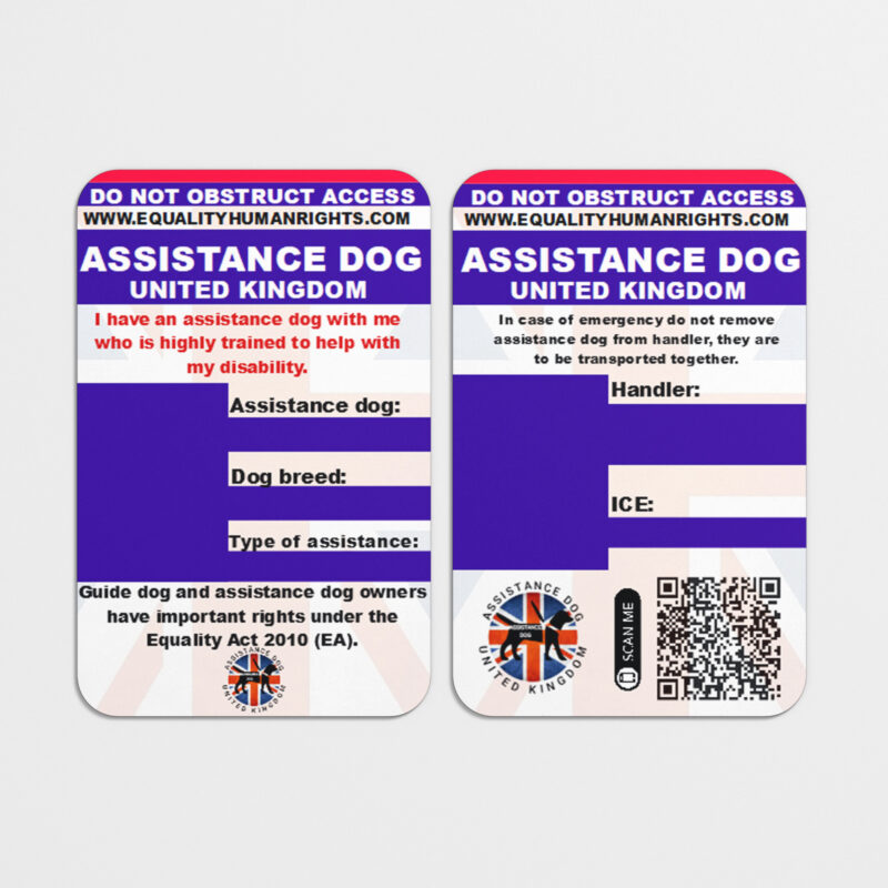 Personalized Assistance Dog Card UK AD20 - NS DESIGN