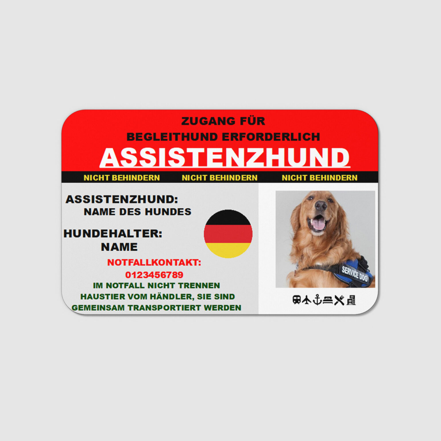 Assistance Dog Card - GERMAN - Assistenzhundekarte - NS DESIGN