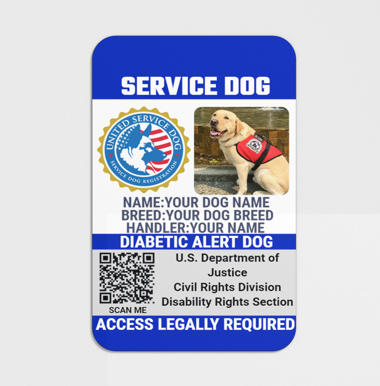 US Assistance Dog card Template, Editable Digital Certificate ... US Assistance Dog card Template, Editable Digital Certificate ...