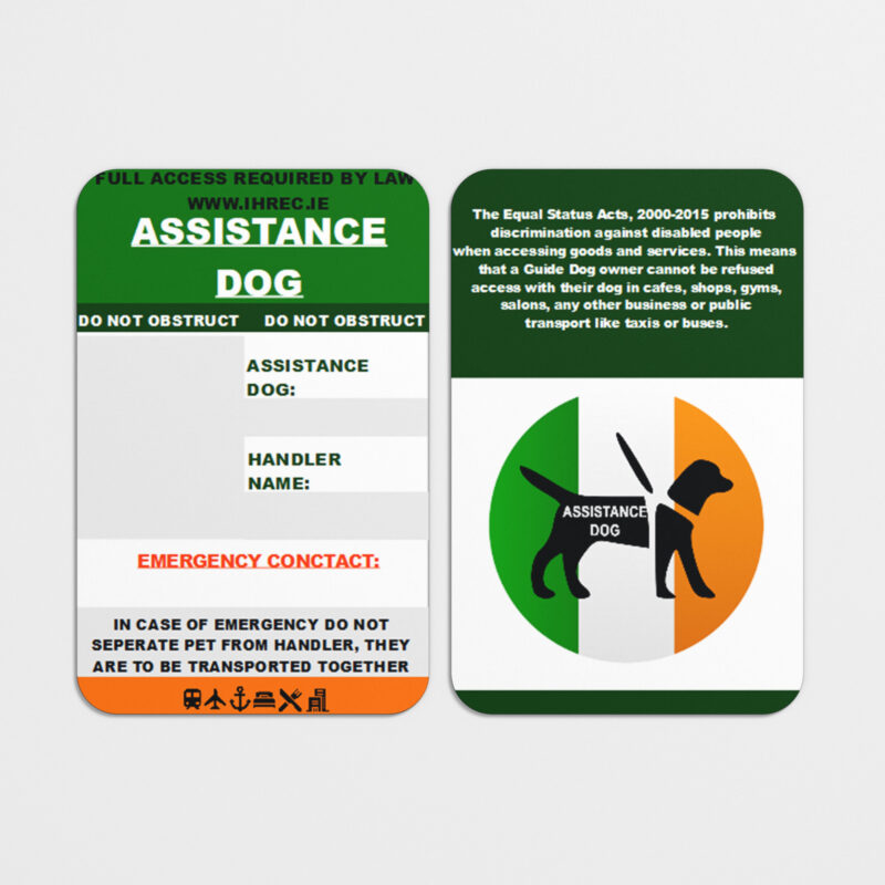 Assistance Dog Portrait Law Card Ireland - NS DESIGN