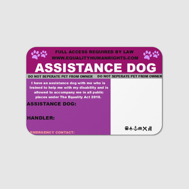 Assistance Dog Law Card AD26 with QR Code - NS DESIGN