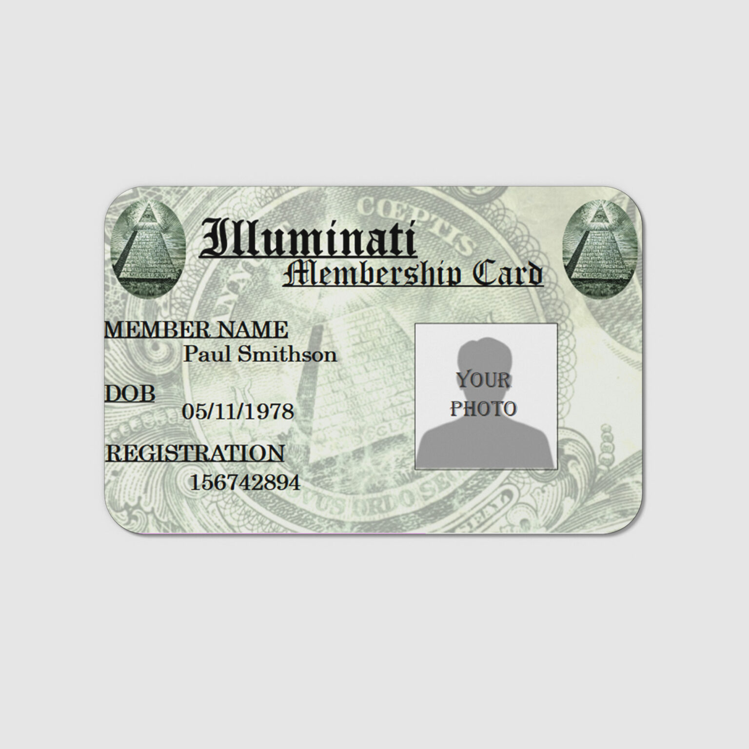 Illuminati membership card - Roleplay ID Card - Novelty gift - NS DESIGN