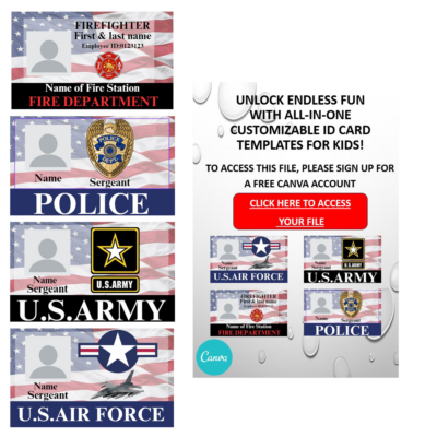 Kids Pretend Play ID Card Templates - NS DESIGN